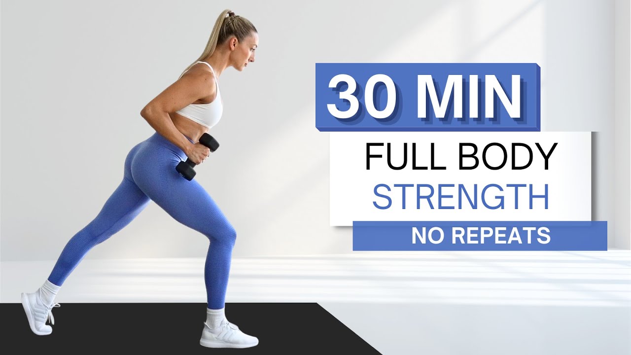 30 Min Full Body Strength Workout With Dumbbells And Without No